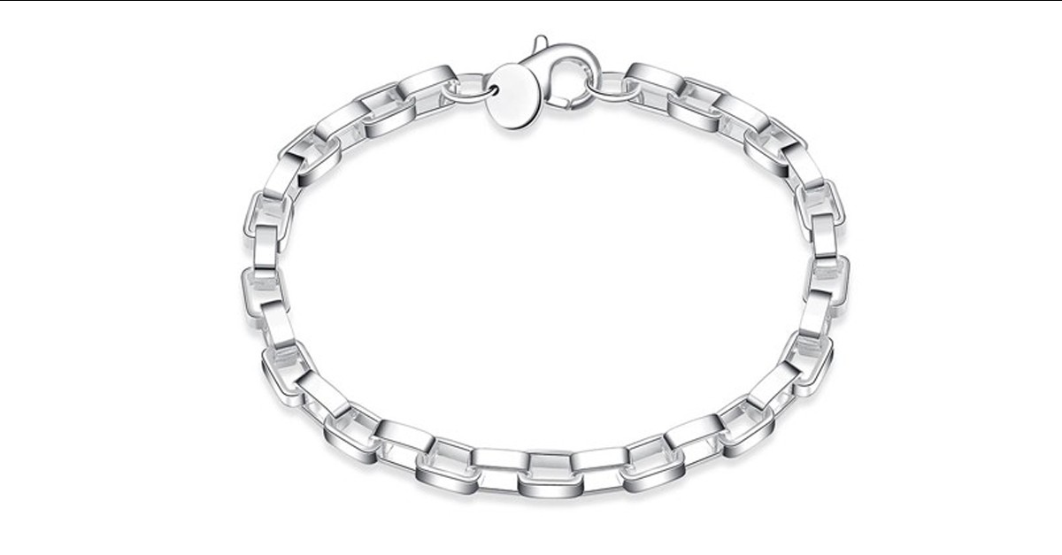 Sleek Interlocked Cube Sterling Silver Bracelet