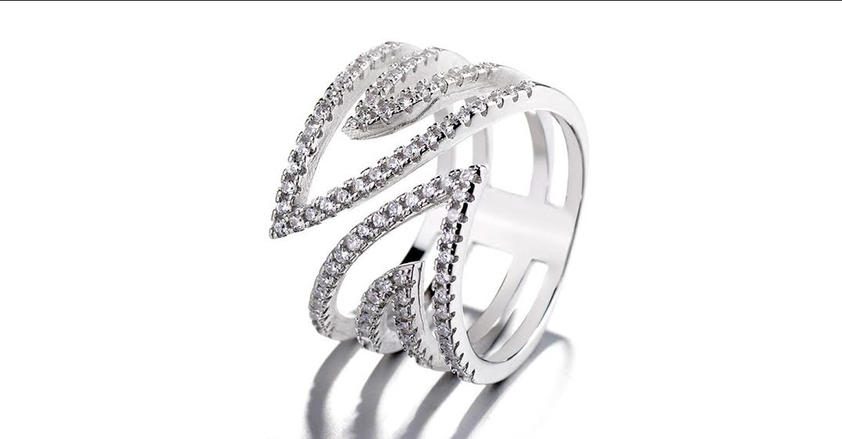 Sterling Silver and Genuine Crystal Zig Zag Ring