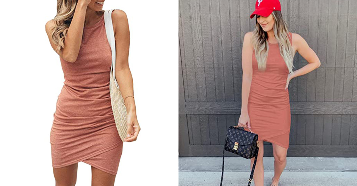 Womens Casual Summer Crew Neck Sleeveless Mini Dress