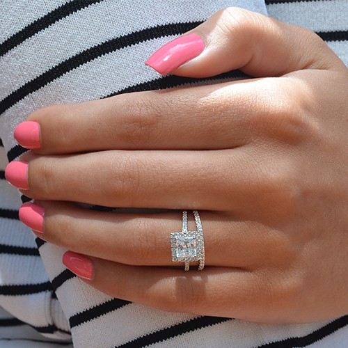 Cubic Zirconia 2 Piece Ring Set in Sterling Silver - 3 Styles