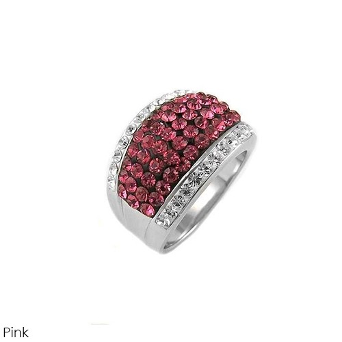 18kt White Gold Austrian Crystal Dome Ring - 3 Styles