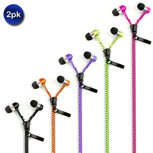 2 Pack: Zipper Tangle-Resistant Earphones