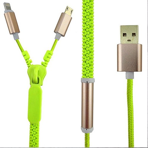 2 Pack: Zipper Tangle-Resistant 2-in-1 Cable