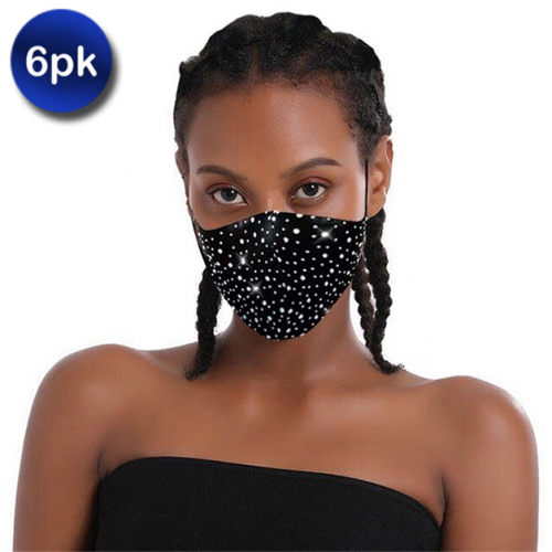 6 Pack: Rhinestone Bling Face Mask
