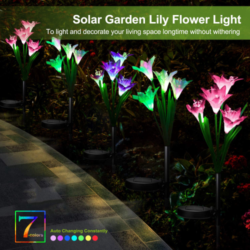 2 Piece: Solar Garden Lily Flower LED Lights