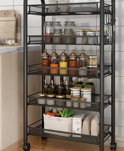 Kitchen Food Spice Cutlery Organizer Wheeled Storage Rack