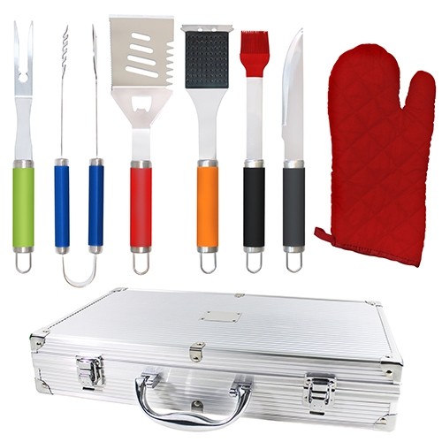 7 Piece Barbecue Tool Set with Aluminum Storage Case