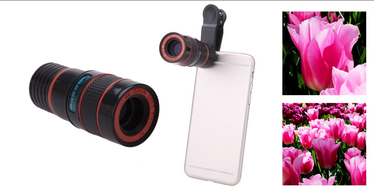 Universal 8x Zoom Telescope Camera Lens with Clip for Smartphone & Tablets