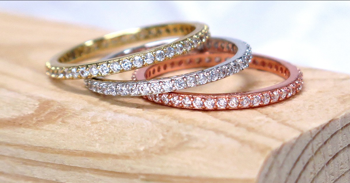 Pave Stackable Eternity Rings - 3 Finishes