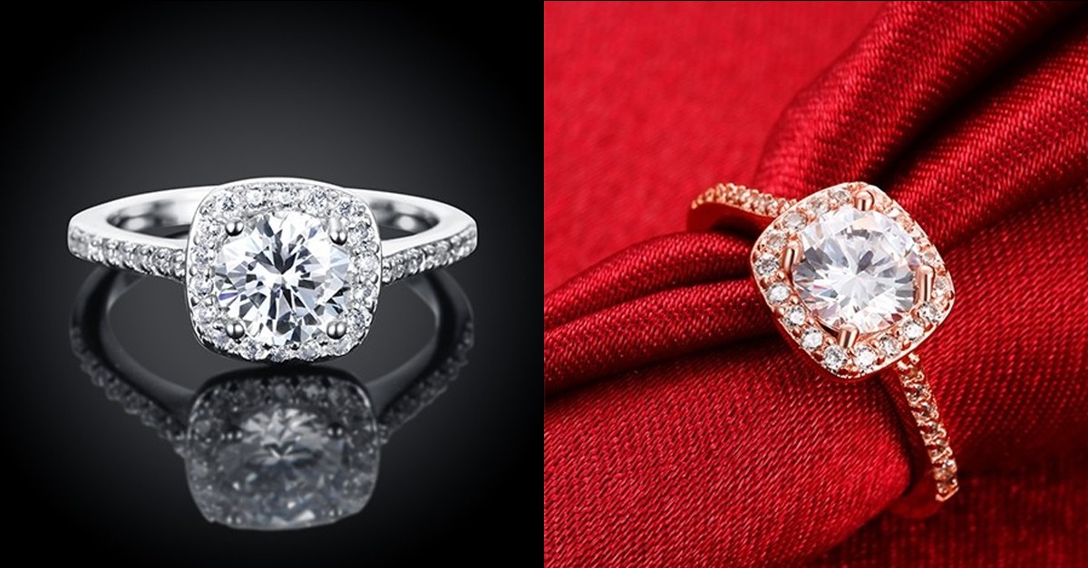 White Gold Micro-Insert Ring with Free Stud Earrings - 3 Finishes