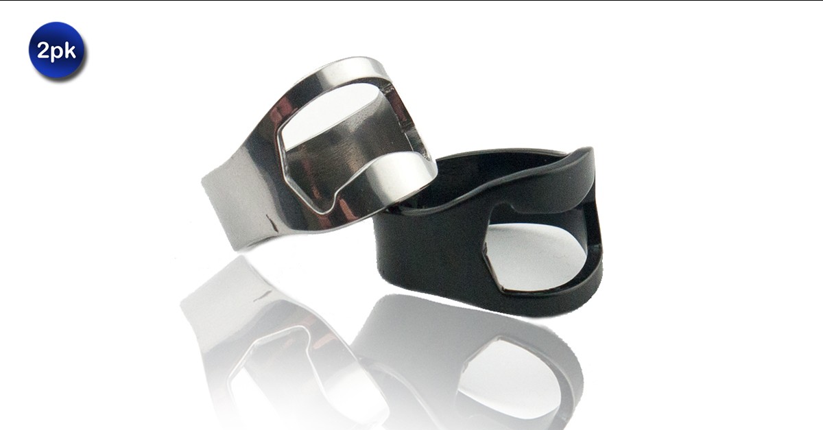 2 Pack: Stainless Steel Beer Bottle Opener Rings - Assorted Colors