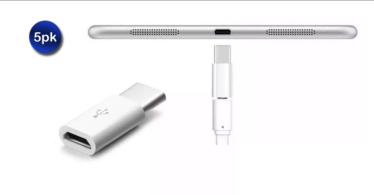 5 Pack: USB C to Micro USB Adapter Convert Connector