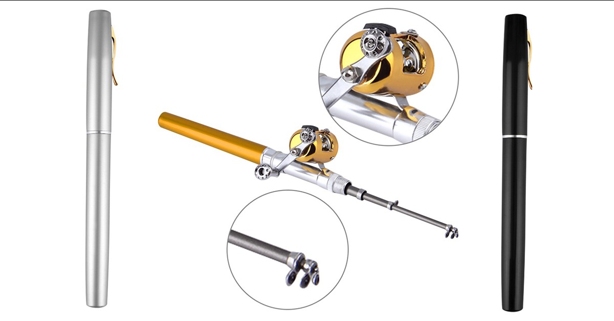 Mini Pen-Shaped Fishing Rod with Reel