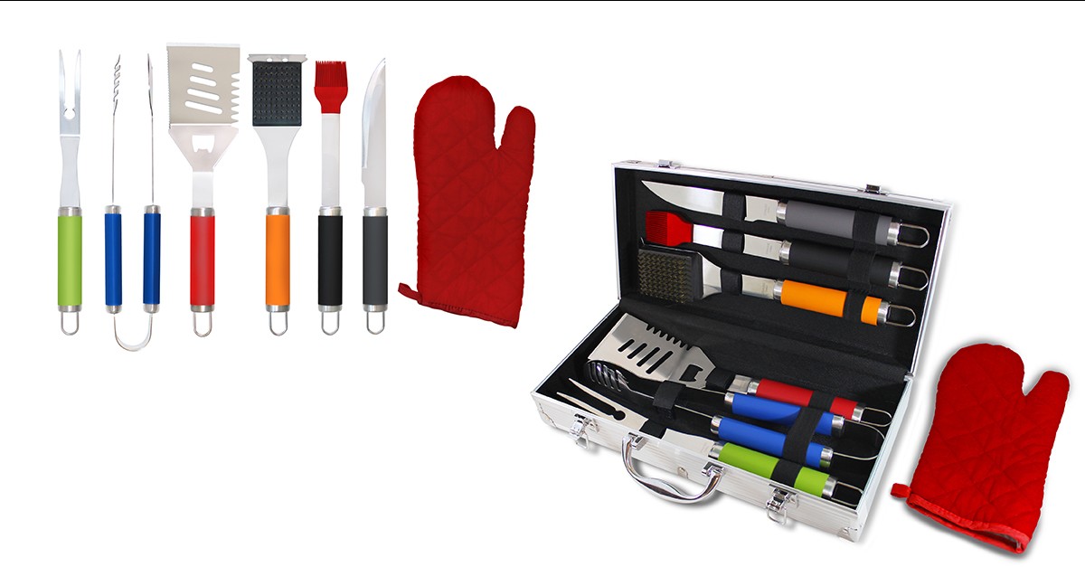 7 Piece Barbecue Tool Set with Aluminum Storage Case