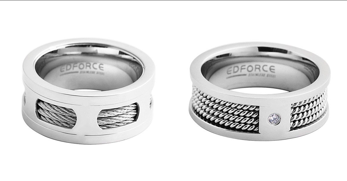 Men's Stainless Steel Cable Wire Ring - 2 Styles