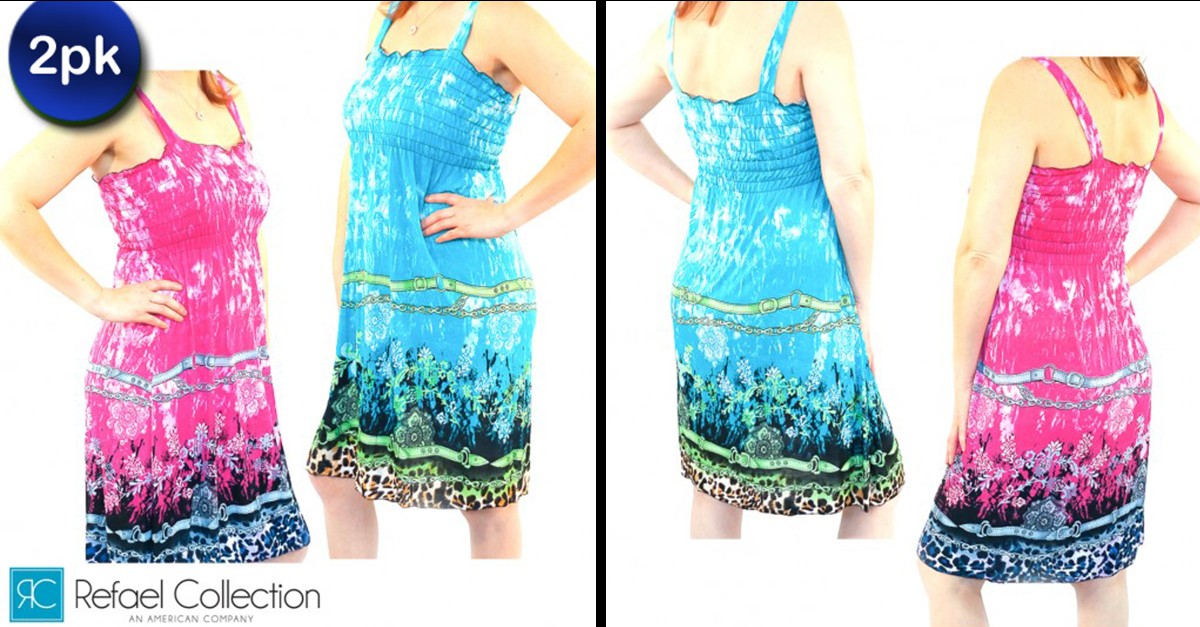 2-Pack: Women's Pink & Blue Tie Dye Pattern Sundresses