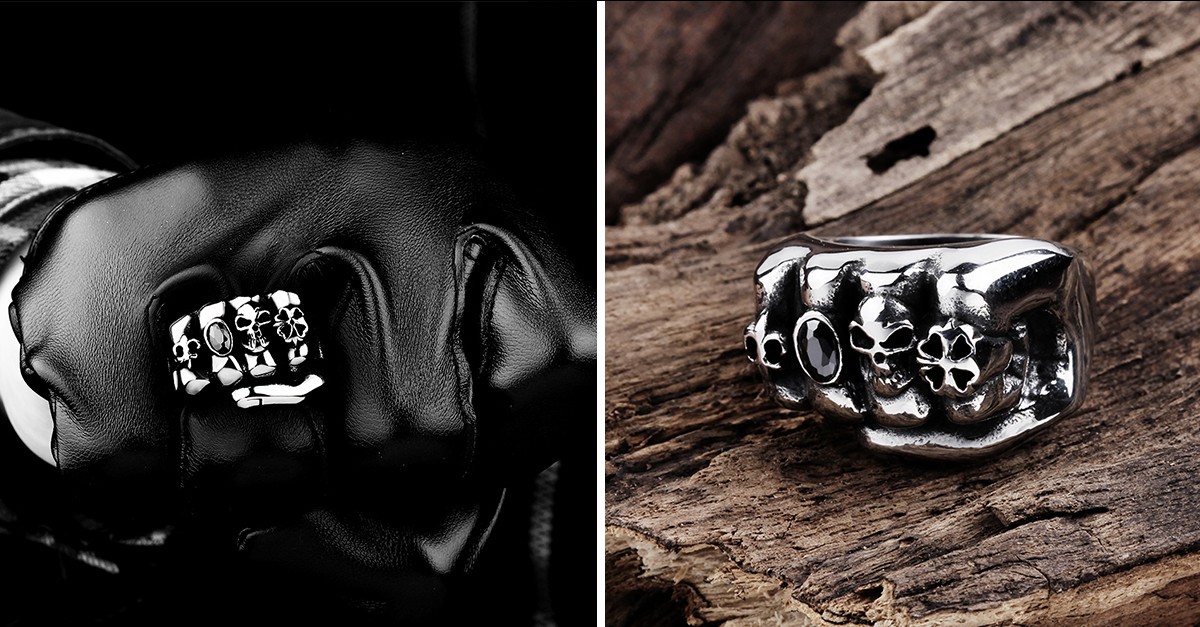 Men's Stainless Steel "Fist of Skulls" Ring