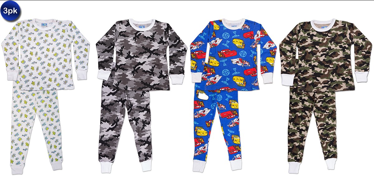 3 Pack: Andrew Scott Boy's Thermal Pajamas - Assorted Styles