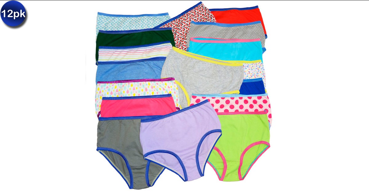 12 Pack: 100% Cotton Full-Cut Panties - Assorted Styles