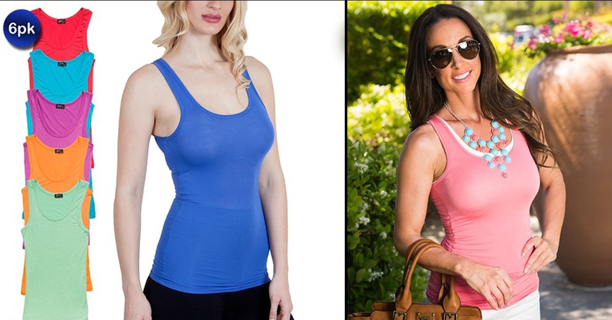 6 Pack: Women's Basic U Tank Top - 2 Styles