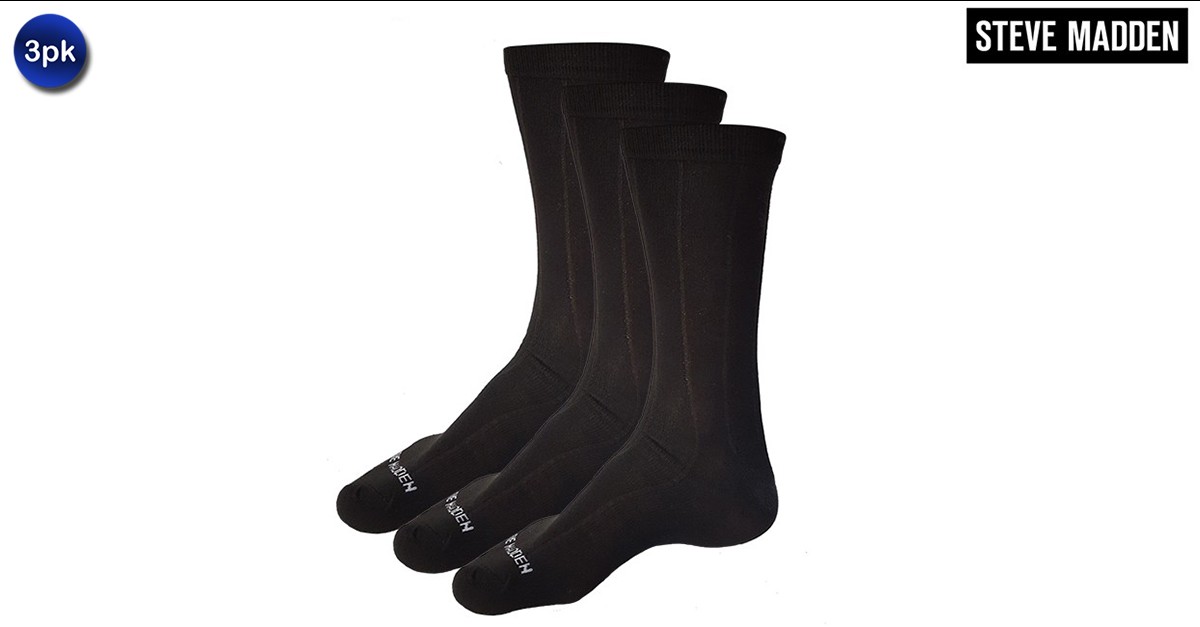 3 Pairs: Steve Madden Men's Casual Crew Socks