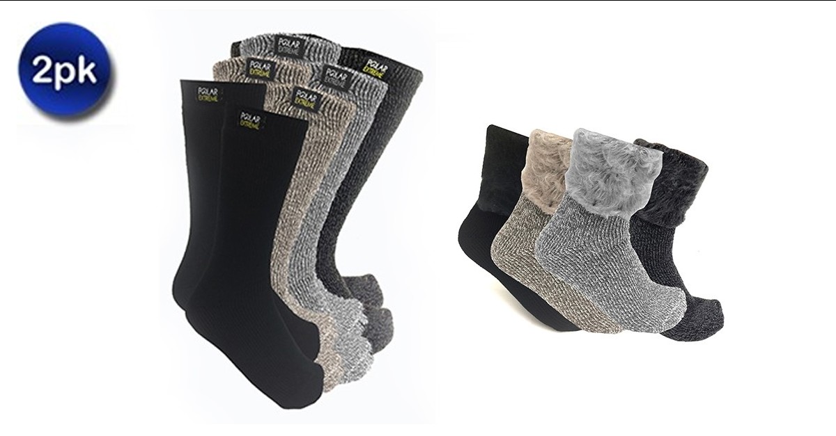 2 Pack: Men's Insulated Thermal Socks - 4 Colors