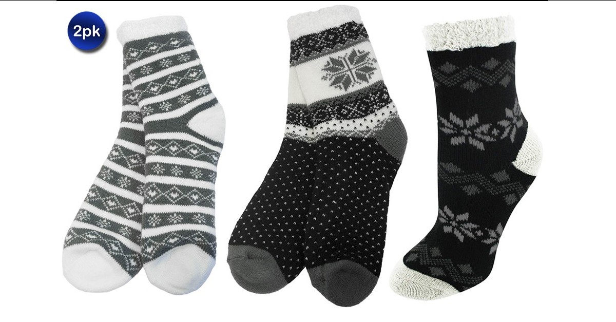 2 Pack: Nicole Miller Women's Lined Double Layer Socks - 5 Styles