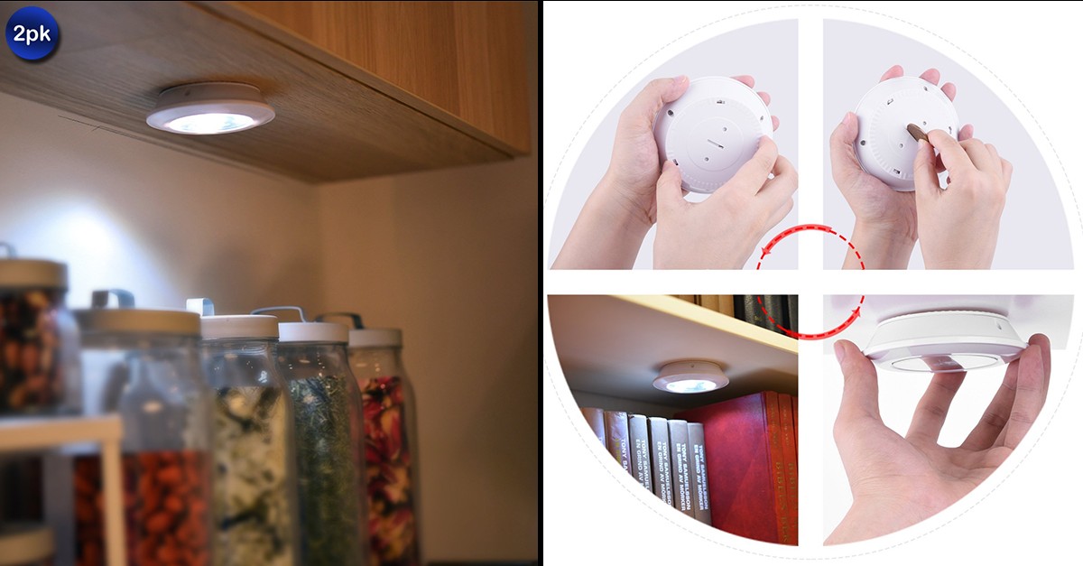 2 Pack: Touch-Activated Stick-On Wireless LED Lights