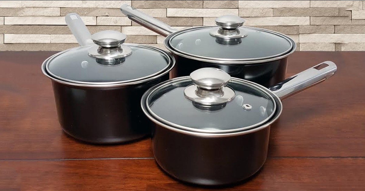 6-Piece Steel Non-Stick Saucepan Cookware Set