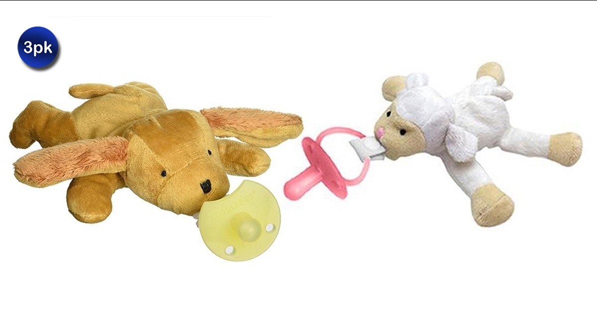 3 Pack: CuddlesMe Pacifier with Detachable Plush Animals