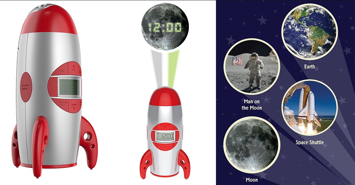 Big Red Rooster Rocket Ship Projection Alarm Clock