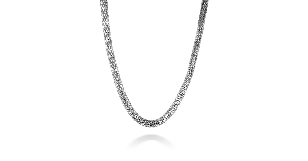 Silver Hollow Mesh Italian Chain