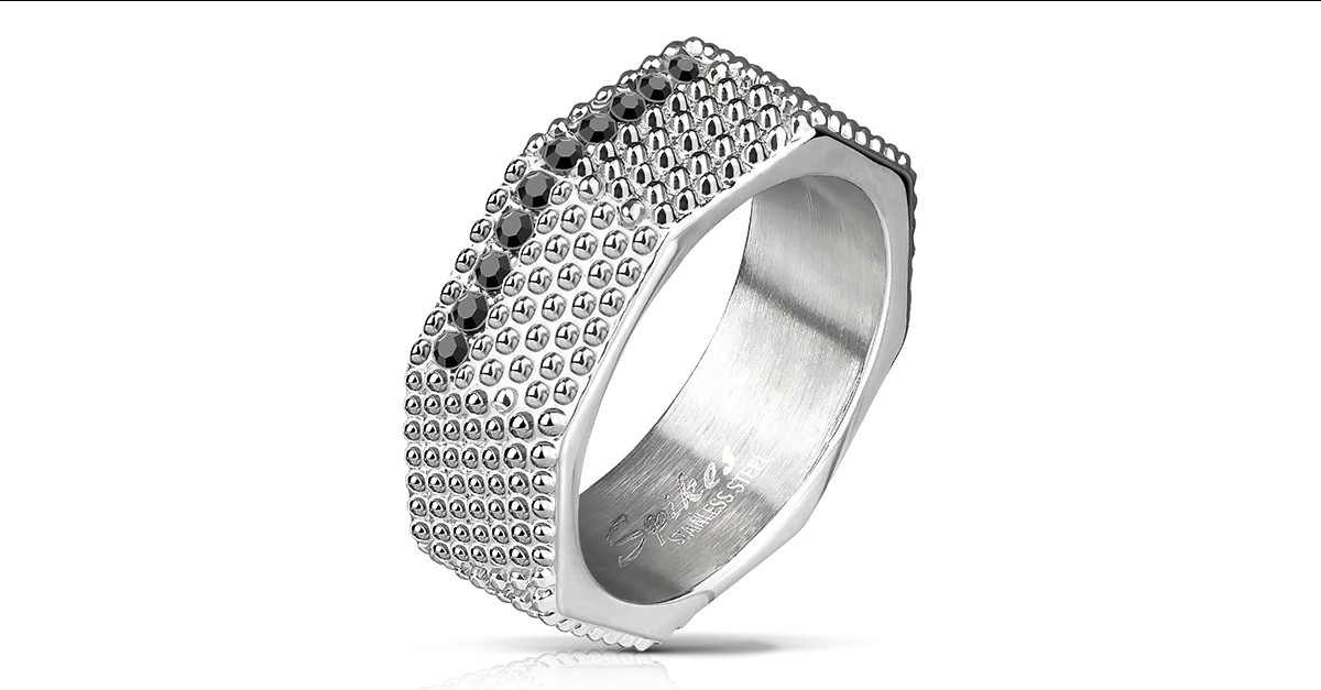 Men's Stainless Steel Spiked Octagon Ring