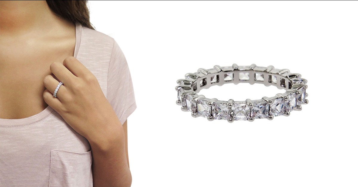 6 CTW Princess Cut Cubic Zirconia Eternity Ring