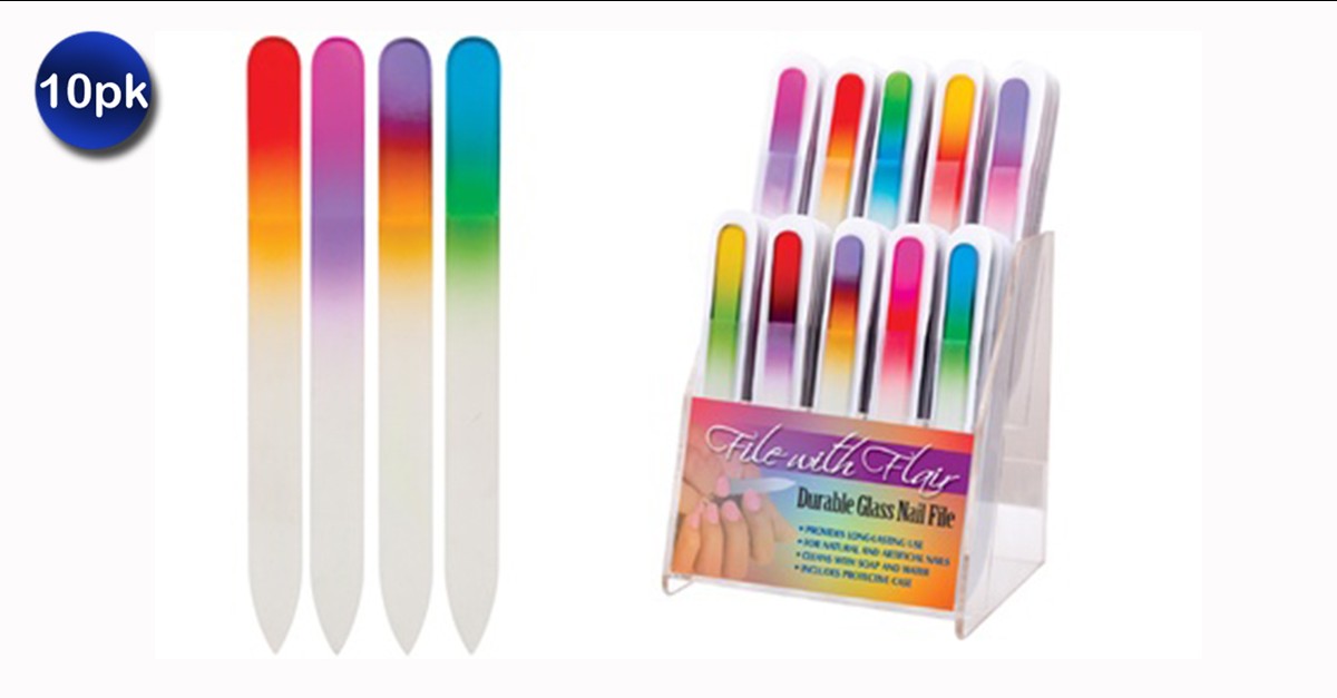 10 Pack: Durable Crystal Glass Nail File