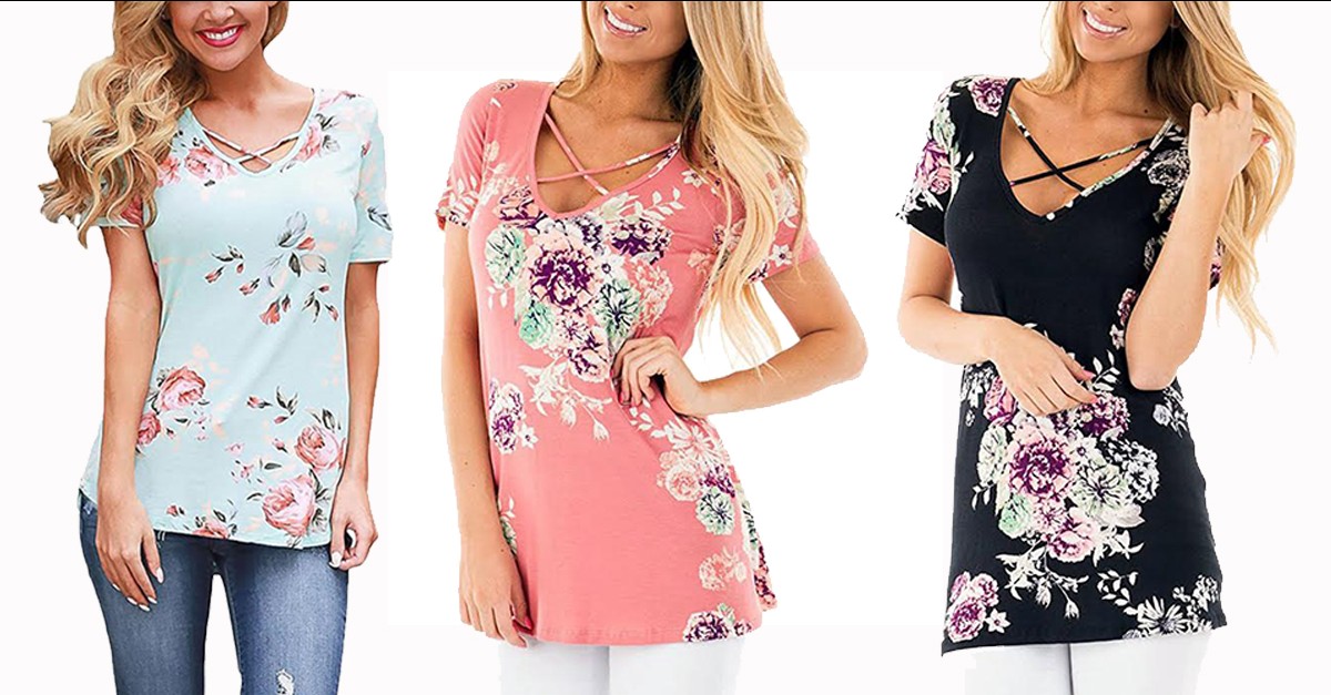 Floral Criss Cross Blouse - 4 Colors