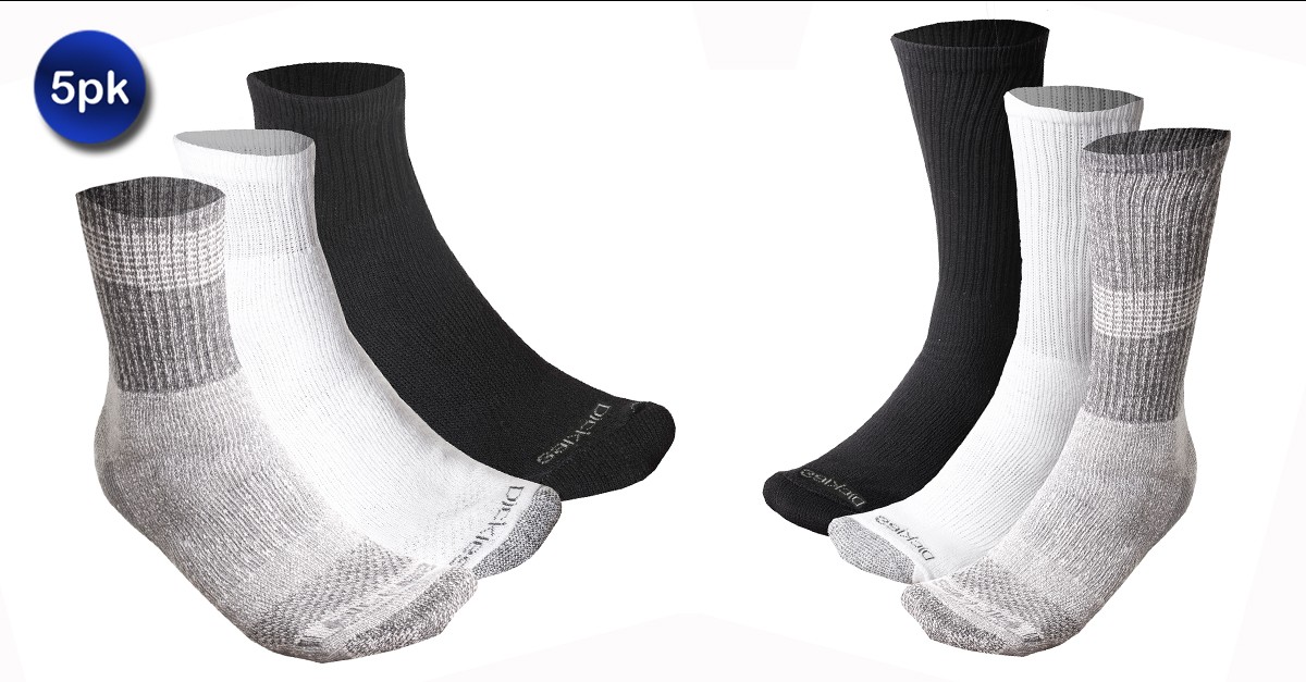 5 Pack: Men's Genuine Dickies Work Socks - 3 Colors