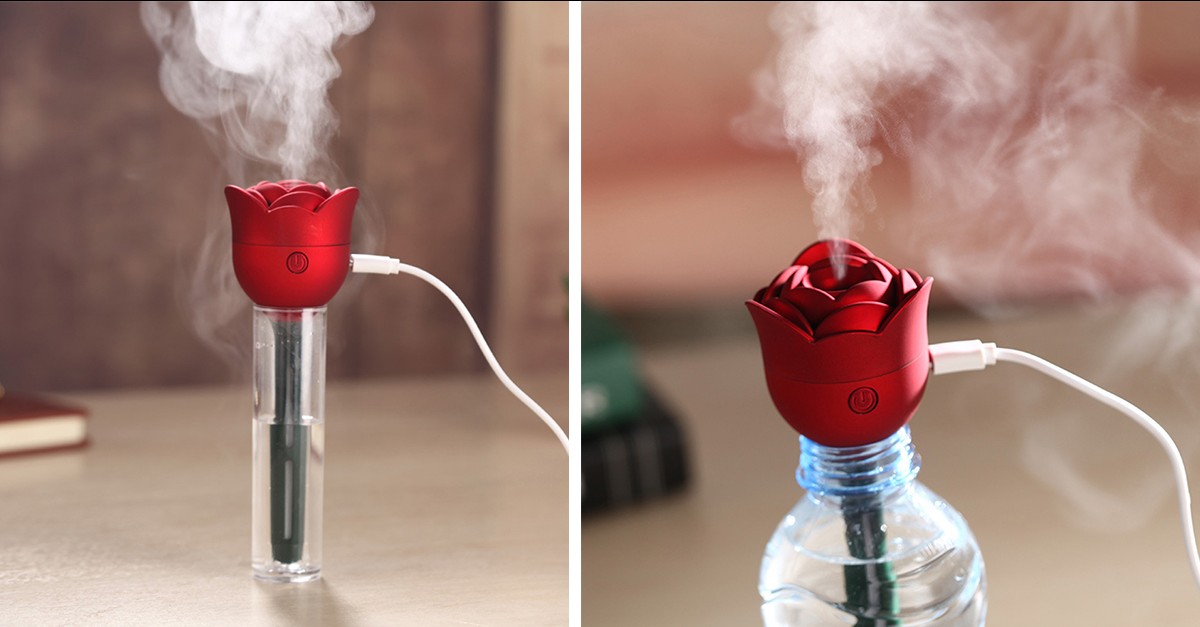 Ultrasonic Cool Mist Rose-Shaped Personal Humidifier