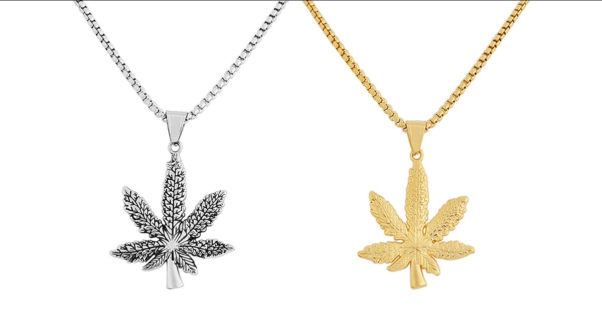 Stainless Steel Marijuana Leaf Necklace