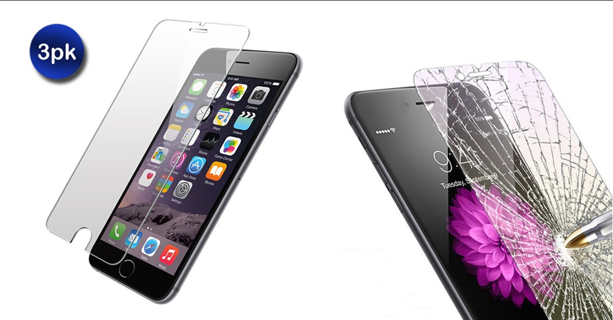 3 Pack: Tempered Glass Screen Protector for iPhones 8 or 8 Plus