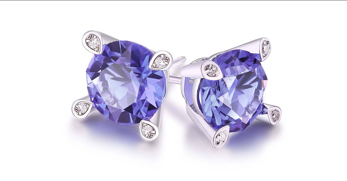Purple Tanzanite Round Studs