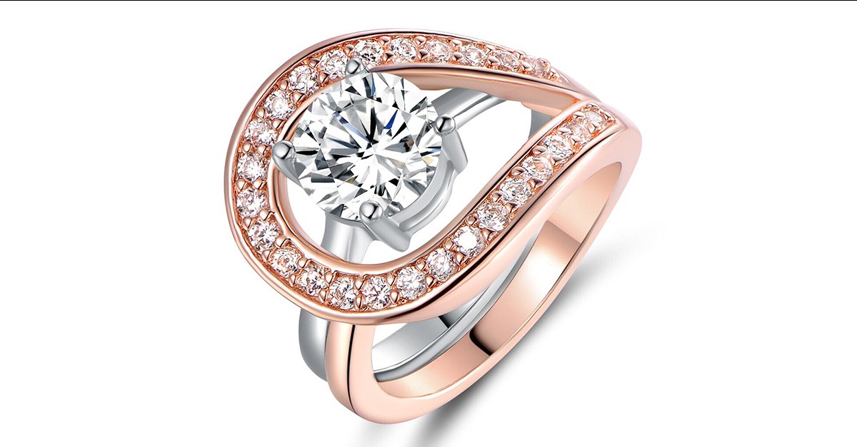 Two Toned Preciosa Crystals Engagement Ring