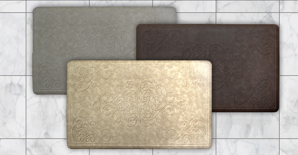 Oversized Stain Resistant Medallion Kitchen Mat- 3 Colors