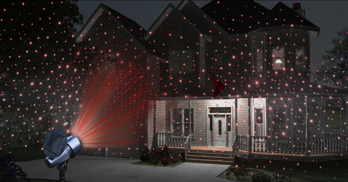 1 or 2 Pack: Waterproof Solar Cordless Star Laser Lights Projector