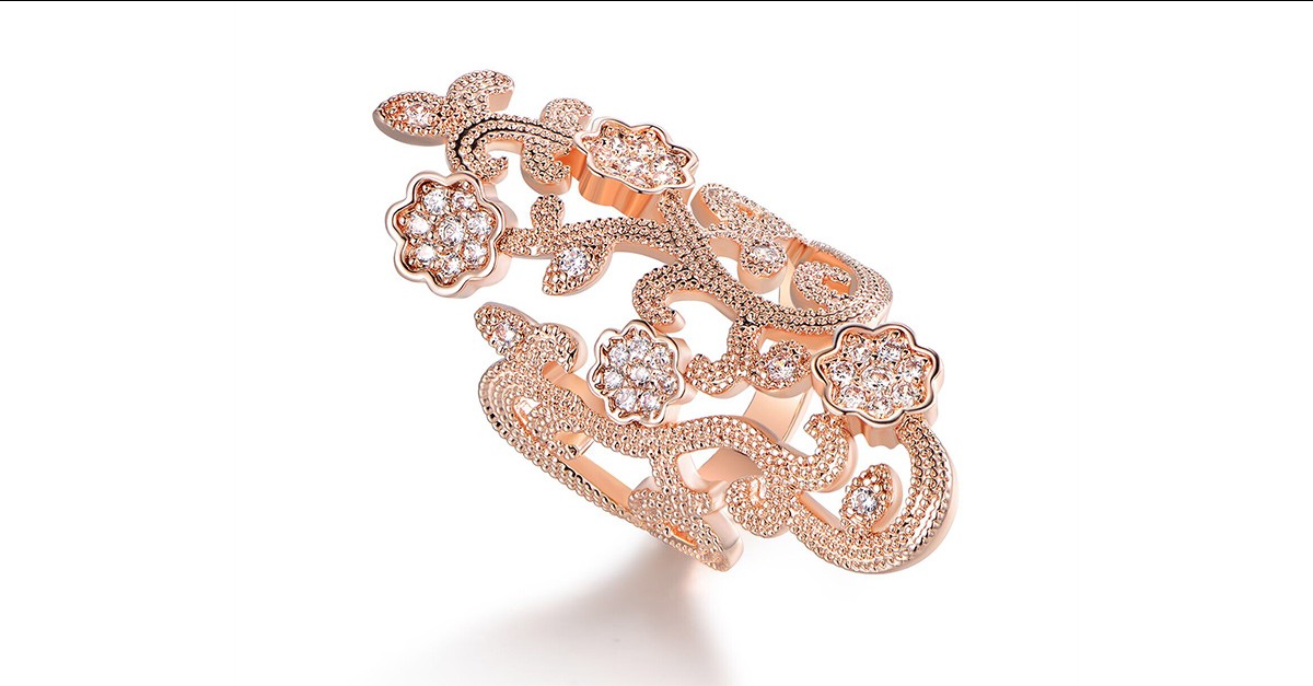 14kt Rose Gold Preciosa Crystal Filigree Ring