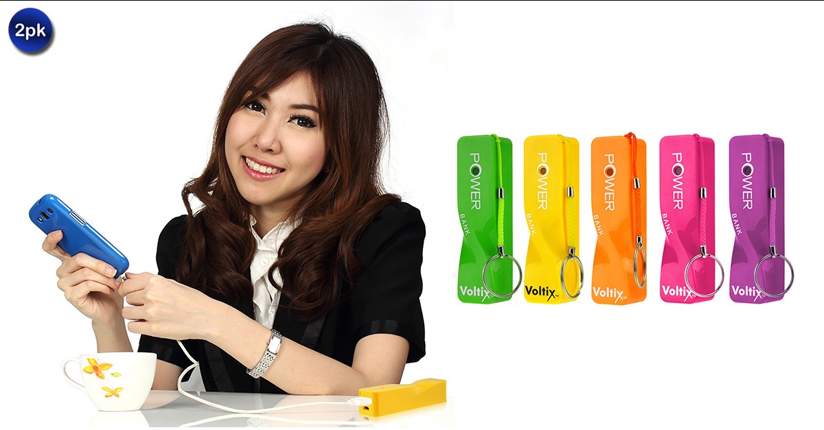 2 Pack: 2600 mAh Power Banks - Assorted Colors