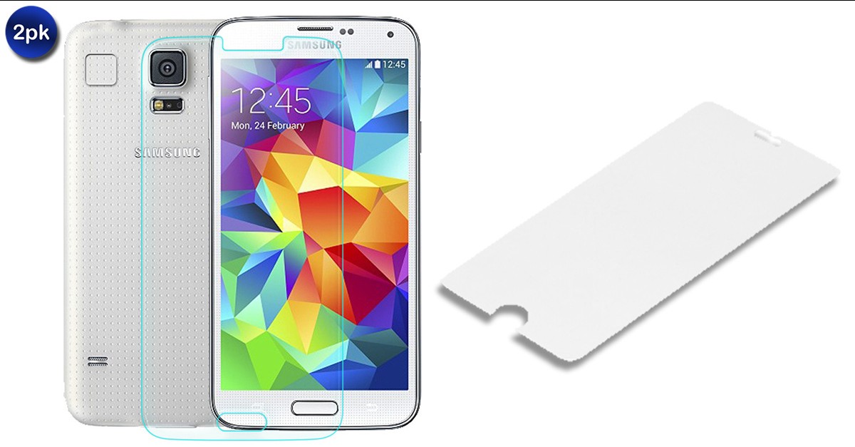 2 Pack: Tempered Glass Screen Protector for Samsung S5 or S6