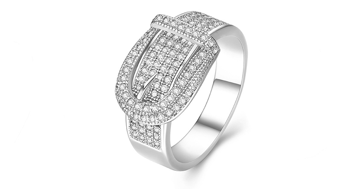 Women Cubic Zirconia 18KT Buckle Ring