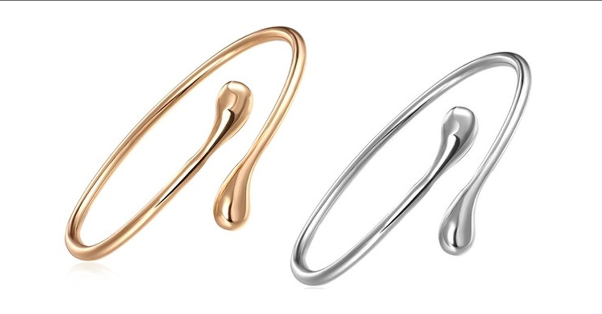 18kt Gold Open-Ended Teardrop Cuff - 2 Finishes