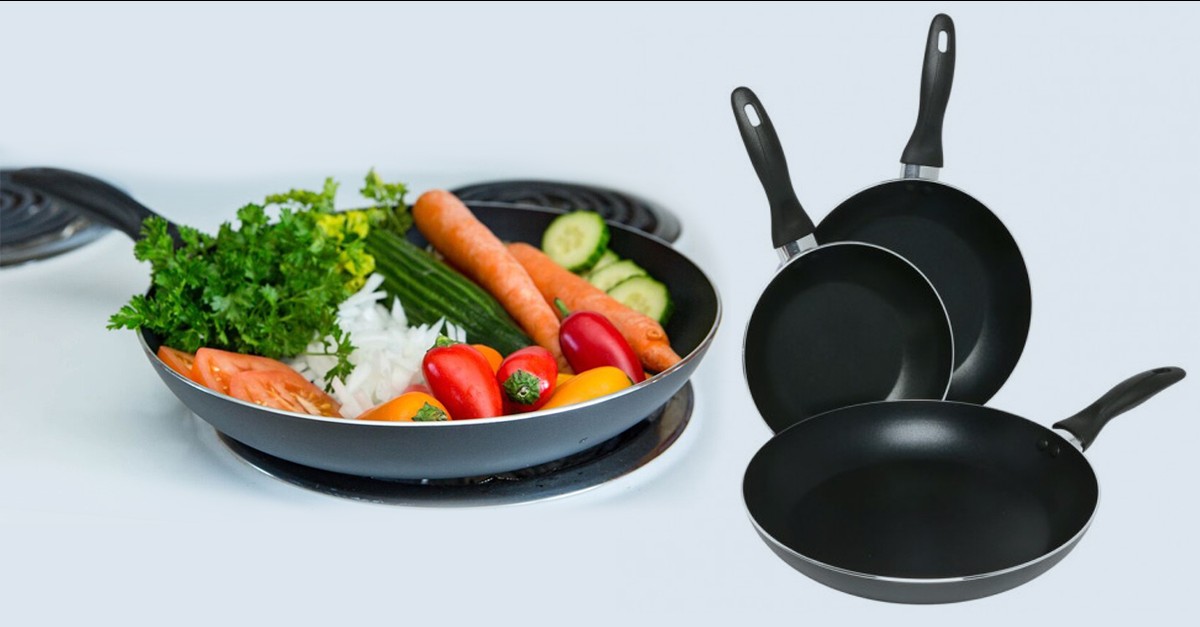 3 Piece Set: Aluminum Professional Kitchen Nonstick Frying Pan/Fry Pan